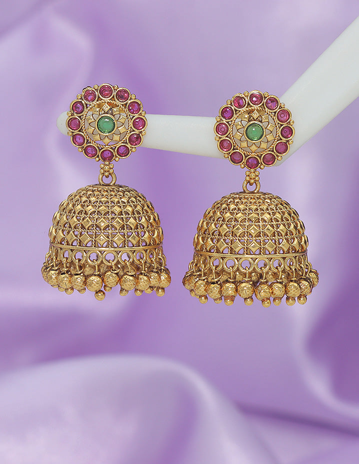 Designer Matt Kempu Jhumka Earrings – Violet & Purple Designer Fashion ...
