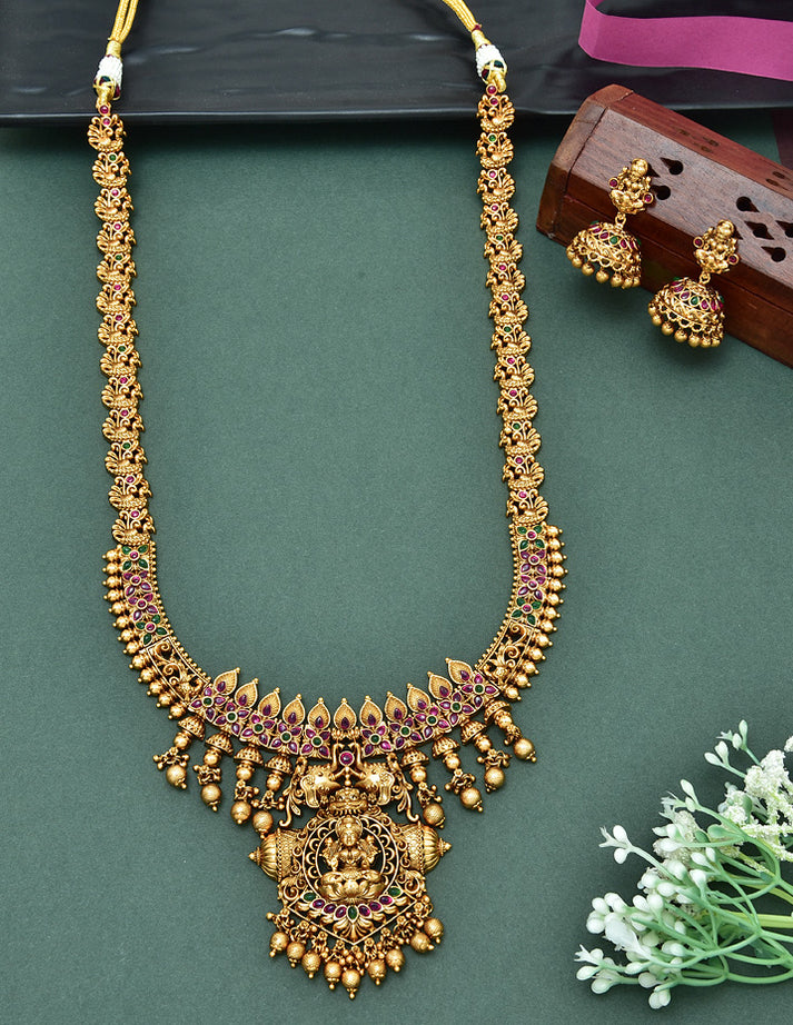 Matt Lakshmi Devi Grand Wedding Long Haaram – Violet & Purple Designer ...