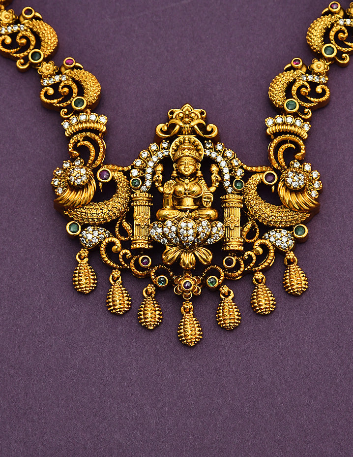 Designer Matt Lakshmi Devi Peacock Necklace Set – Violet & Purple ...
