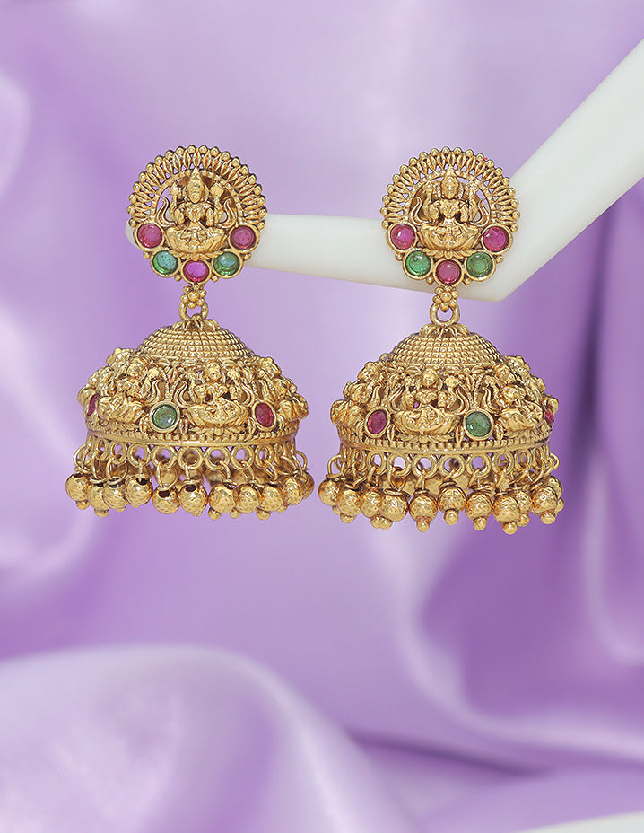 Designer Matt Kempu Jhumka Earrings – Violet & Purple Designer Fashion ...