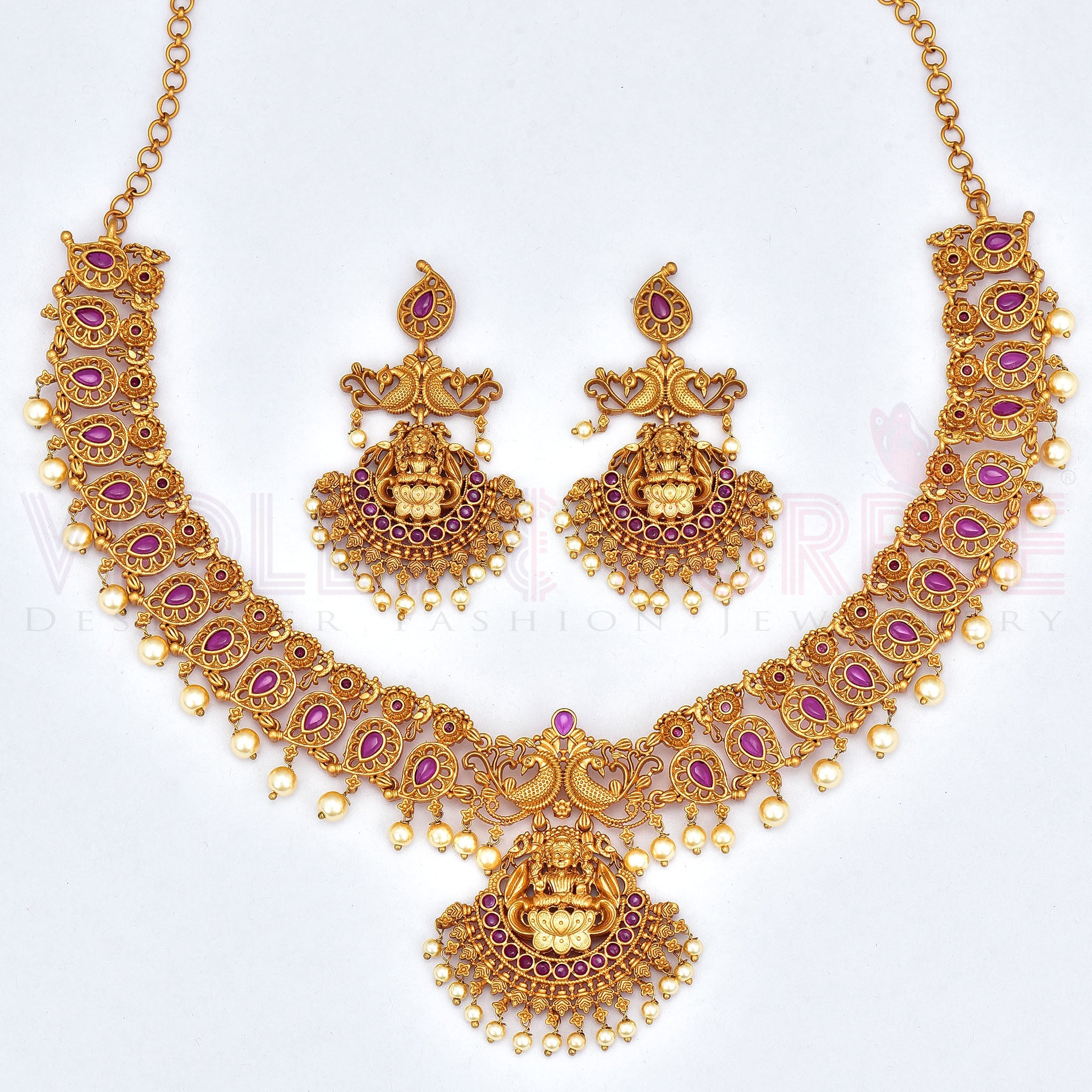Kempu Necklace Sets – Violet & Purple Designer Fashion Jewellery